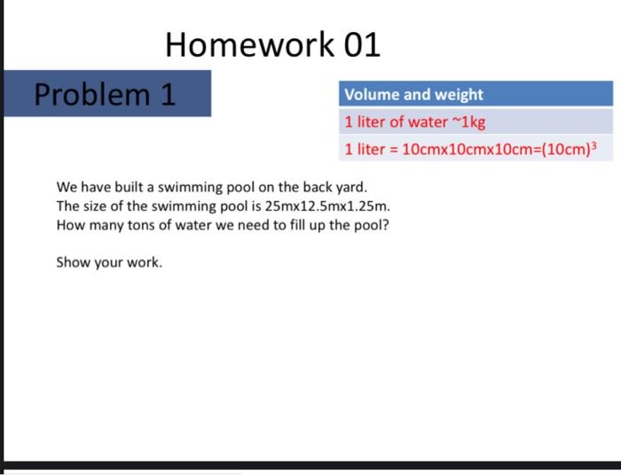 Solved Homework 01 We have built a swimming pool on the back | Chegg.com