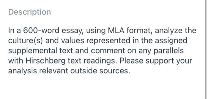 Description In a 600-word essay, using MLA format, | Chegg.com