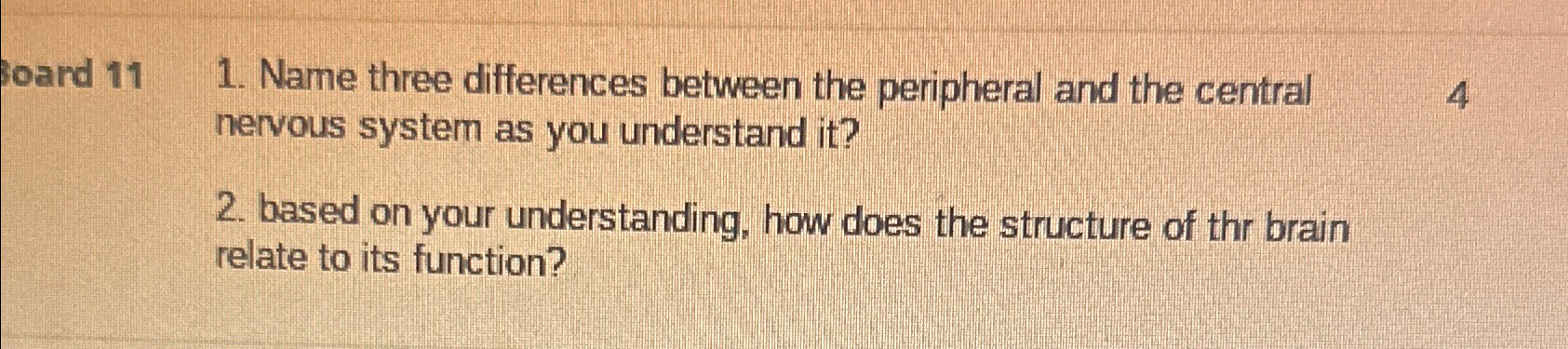 Solved 1.Name three differences between the peripheral and | Chegg.com