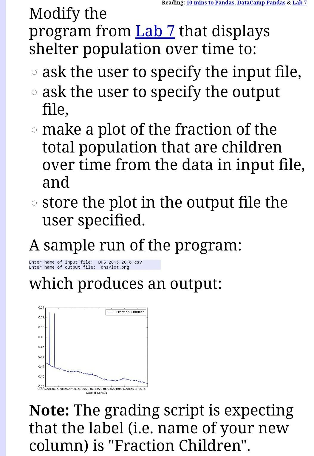 Solved Reading: 10-mins to Pandas, DataCamp Pandas & Lab 7 | Chegg.com