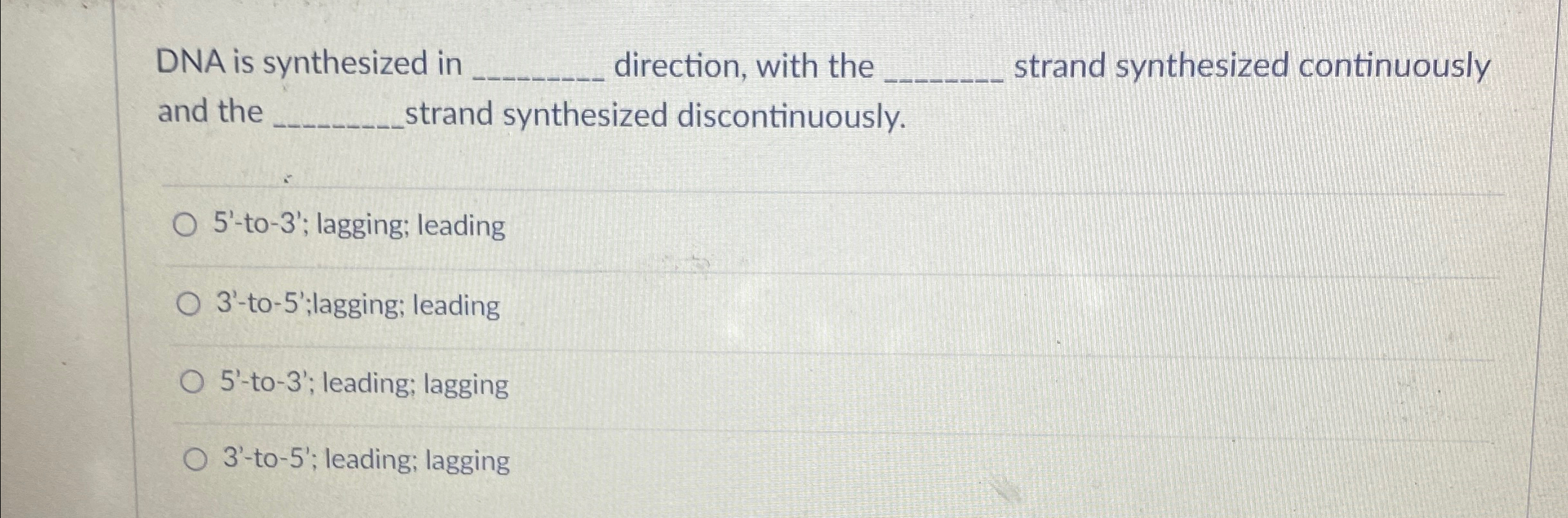 Solved DNA is synthesized in ﻿direction, with the | Chegg.com