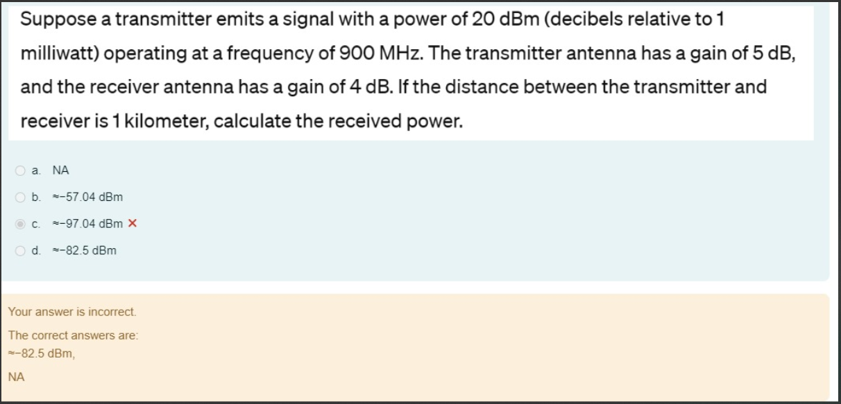 Suppose a transmitter emits a signal with a power of | Chegg.com