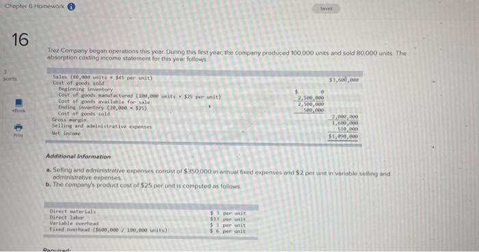 Solved Chapter 6 Homework @ Seved 16 Trez Company began | Chegg.com Solved Chapter 6 Homework @ Seved 16 Trez Company began | Chegg.com