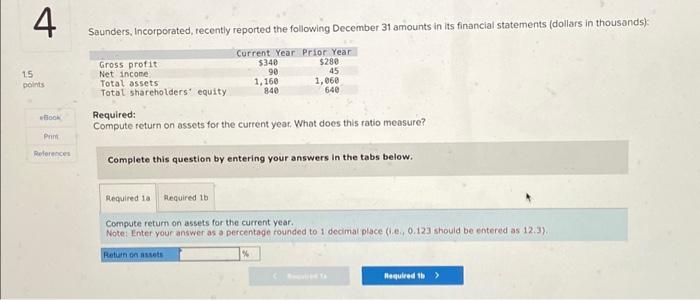 Solved 4 1.5 points eBook Print References Saunders, | Chegg.com