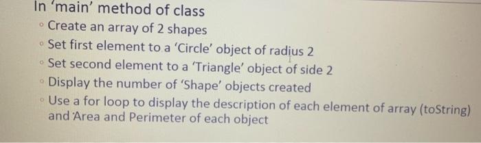 Solved Create a program that contains the abstract class | Chegg.com