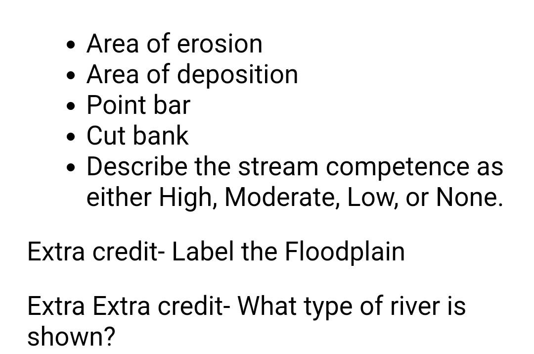 Solved • Area of erosion Area of deposition • Point bar • | Chegg.com
