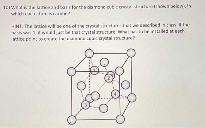 Solved 10) What is the lattice and basis for the diamond | Chegg.com