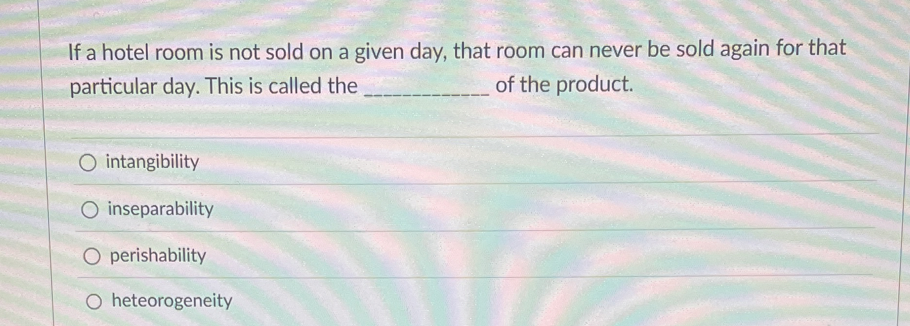 Solved If a hotel room is not sold on a given day, that room | Chegg.com