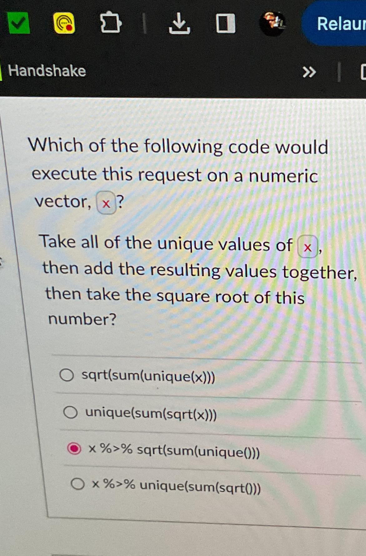 Solved HandshakeWhich of the following code would execute | Chegg.com