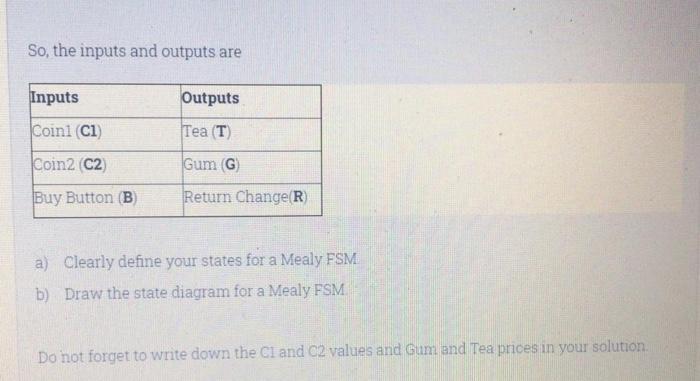 Solved In this question we will design a vending machine | Chegg.com