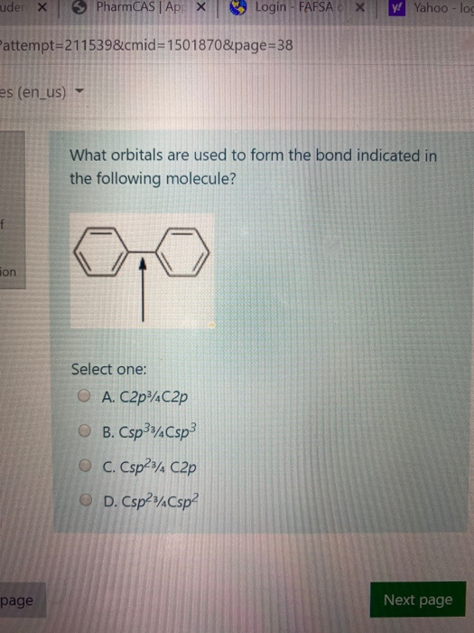 Solved uder x PharmCAS | Apu Login FAFSA | Y? Yahoo - log | Chegg.com