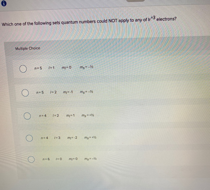 Solved Which one of the following sets quantum numbers could | Chegg.com