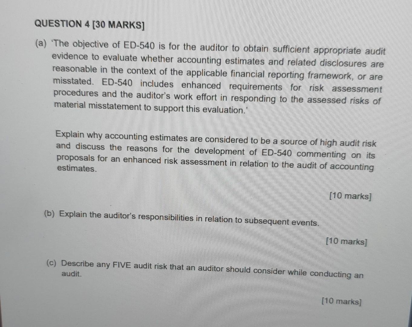 Solved (a) 'The objective of ED-540 is for the auditor to | Chegg.com Solved (a) 'The objective of ED-540 is for the auditor to | Chegg.com