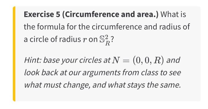 Solved Exercise 5 (Circumference and area.) What is the | Chegg.com