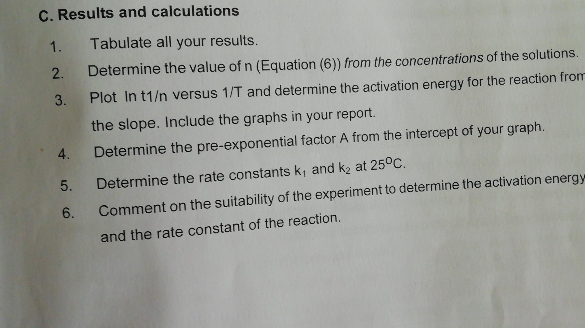 Solved C. Results and calculations 1. Tabulate all your | Chegg.com
