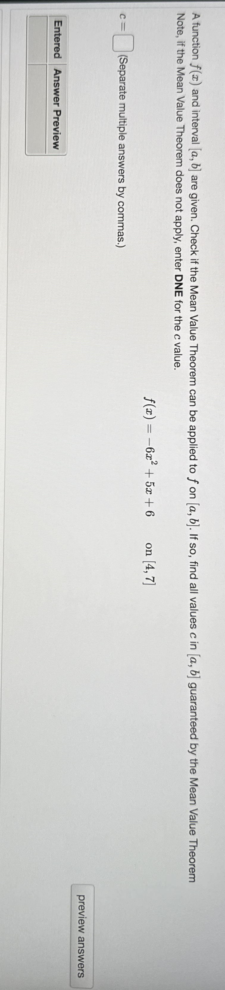 Solved A function f(x) ﻿and interval a,b ﻿are given. Check | Chegg.com