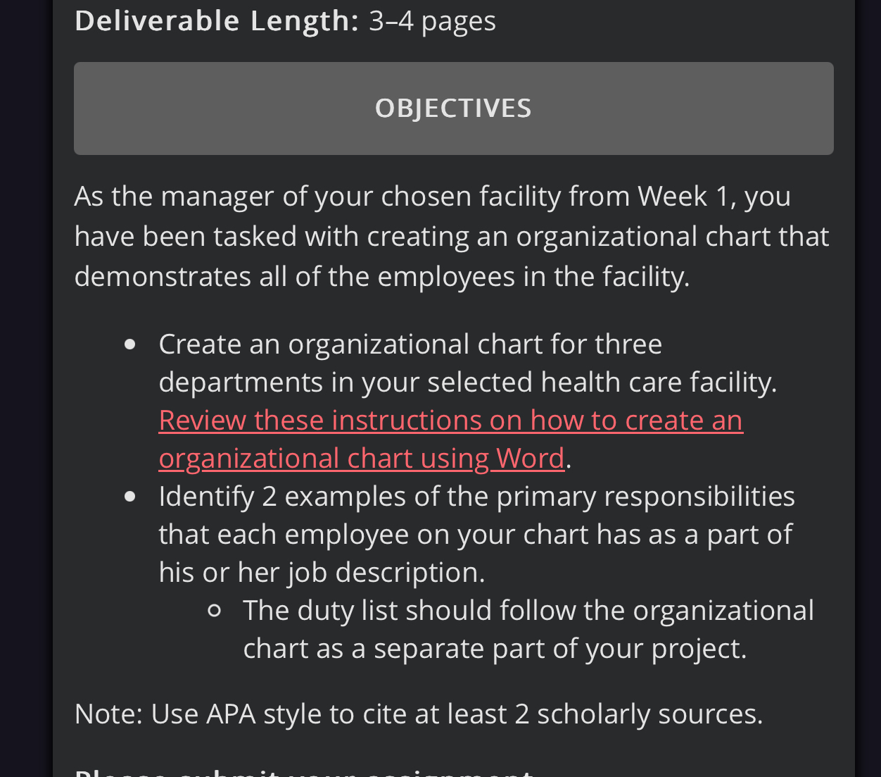 Solved Deliverable Length: 3-4 ﻿pagesOBJECTIVESAs the | Chegg.com