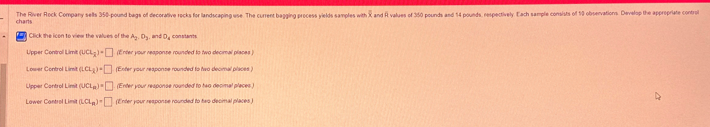 Solved chartsClick the icon to view the values of the A2,D3, | Chegg.com