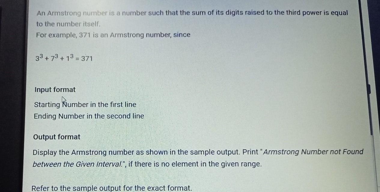 Solved An Armstrong number is a number such that the sum of | Chegg.com
