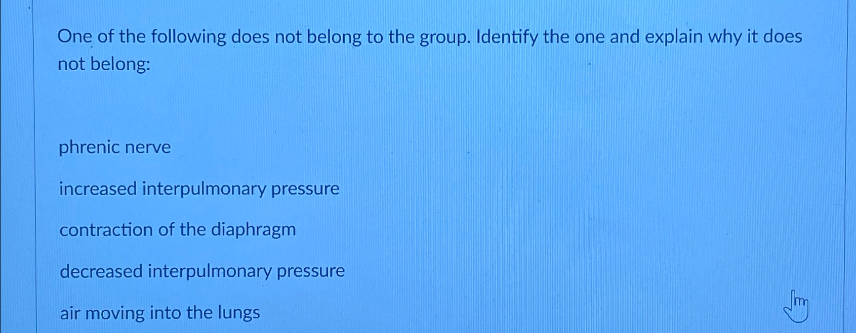 Solved One of the following does not belong to the group. | Chegg.com