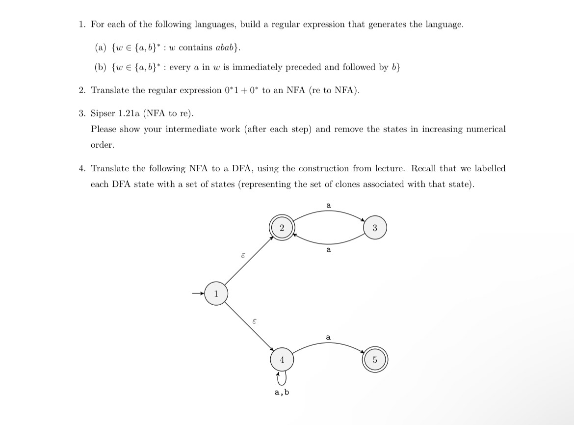 Solved For each of the following languages, build a regular | Chegg.com