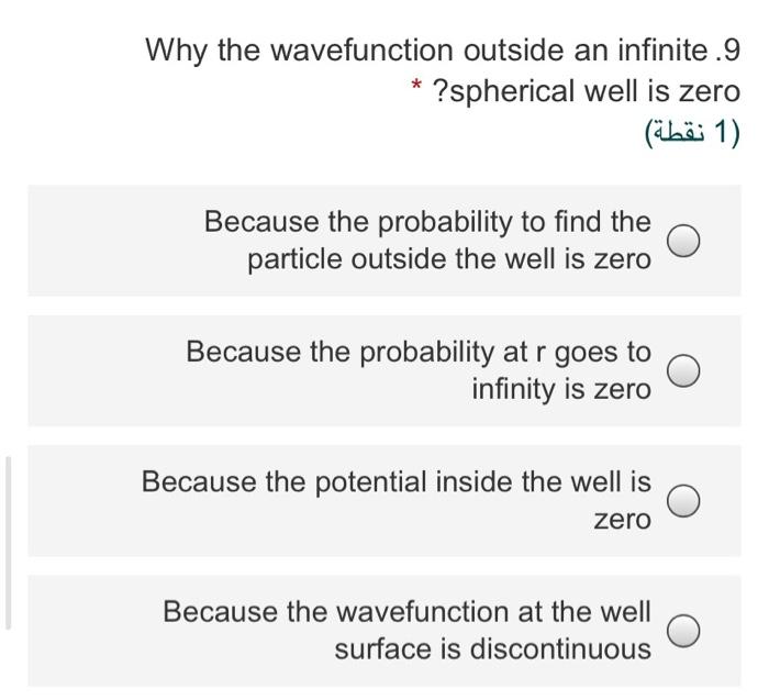 Solved Why the wavefunction outside an infinite.9 ?spherical | Chegg.com