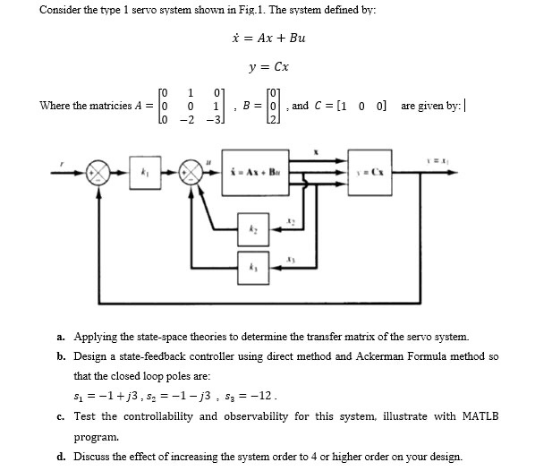 Solved Consider the type 1 servo system shown in Fig. 1. The | Chegg.com