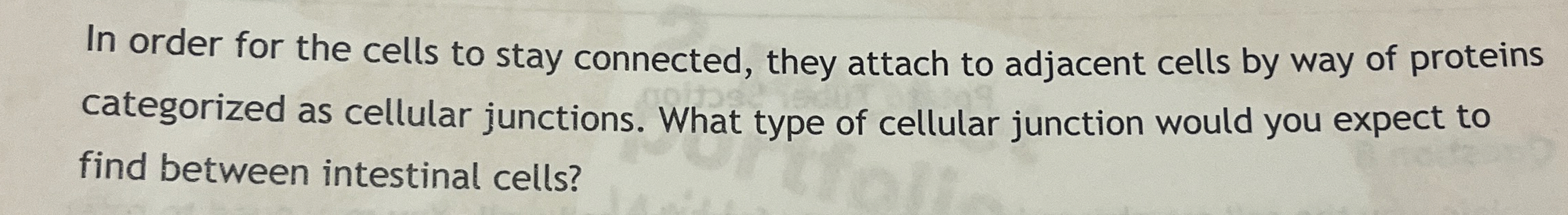 Solved In order for the cells to stay connected, they attach | Chegg.com