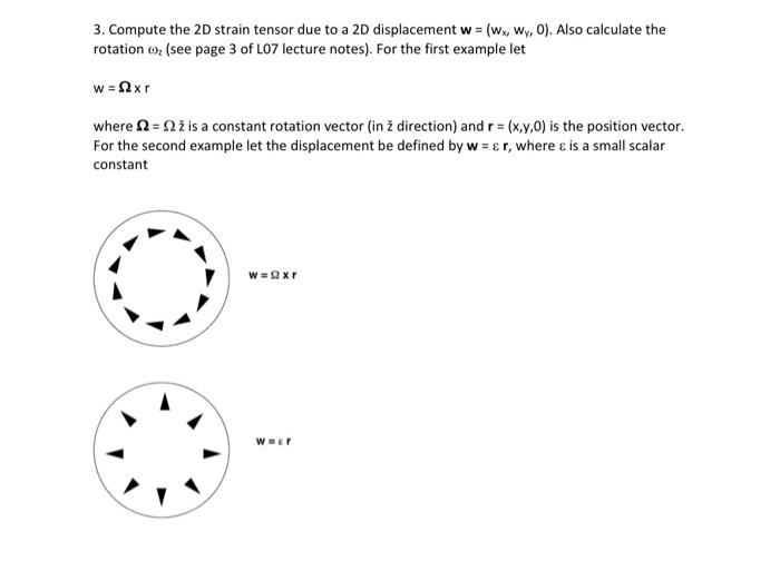Solved 3. Compute the 2D strain tensor due to a 2D | Chegg.com