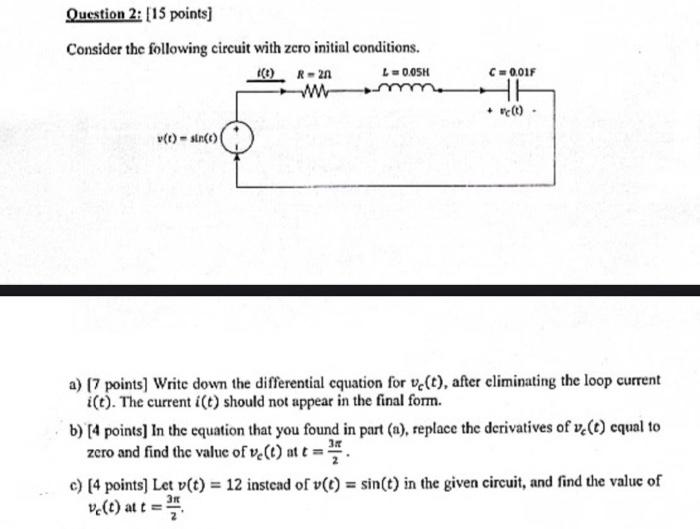 Solved Consider the following circuit with zero initial | Chegg.com