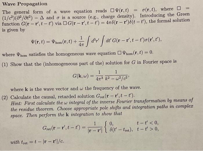 Solved Wave Propagation The general form of a wave equation | Chegg.com