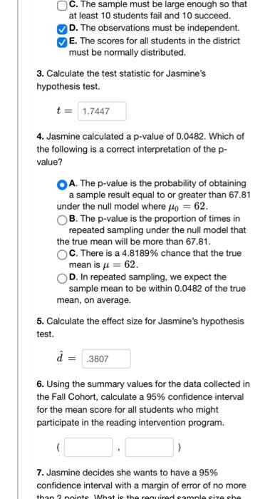 Solved Reading interventions \\( ~ \\) Jasmine is a reading | Chegg.com