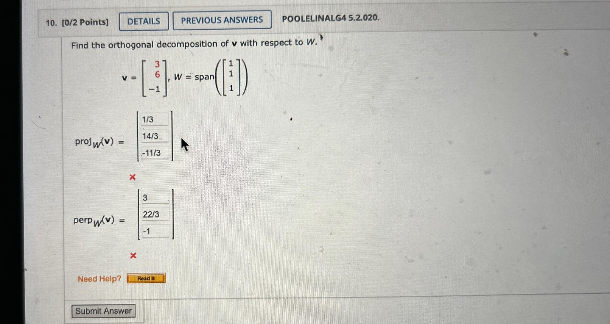 Solved Points]POOLELINALG4 5.2.020.Find the orthogonal | Chegg.com