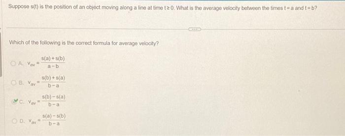 Solved Suppose s(t) is the position of an object moving | Chegg.com