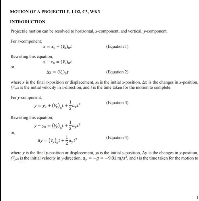 Solved Projectile motion can be resolved to horizontal, | Chegg.com