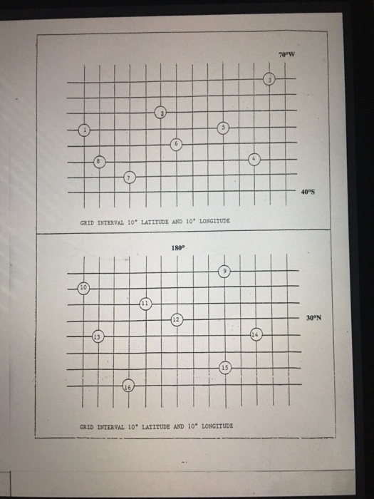 Solved 70°W 40°S GRID INTERVAL 10* LATITUDE AND 10" | Chegg.com