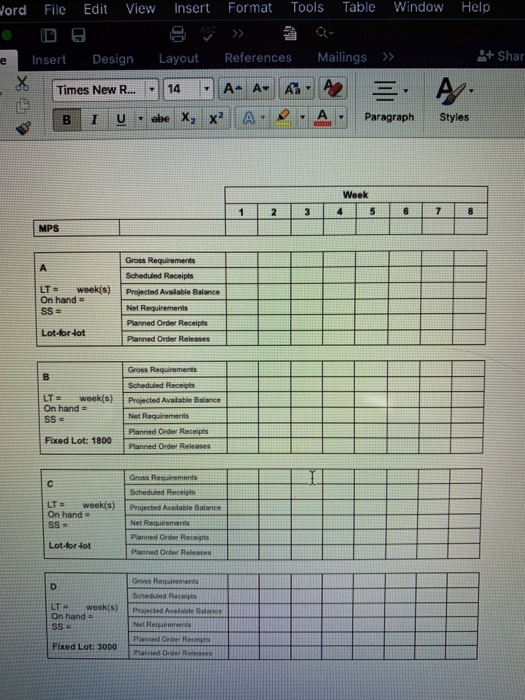 Solved Word File Edit View Insert Format Tools Table Window 3173