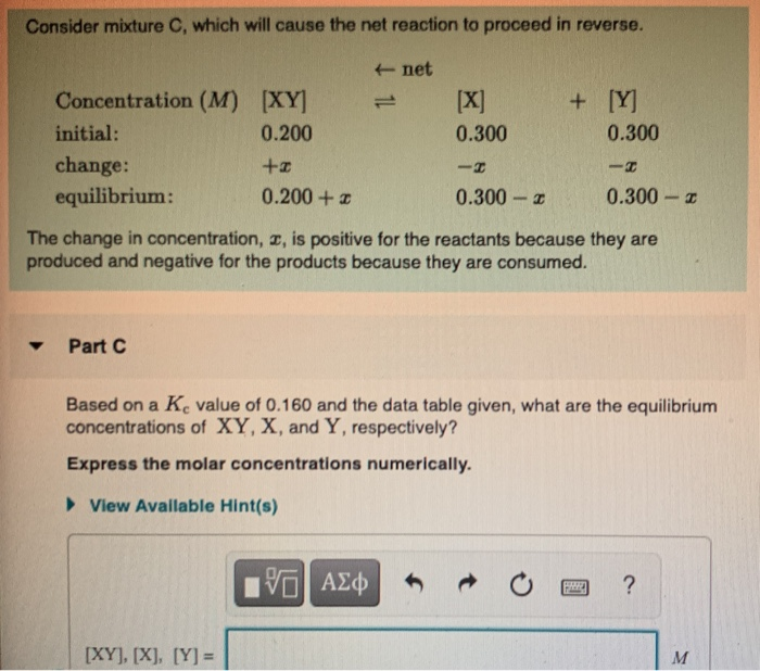 Solved Consider mixture C, which will cause the net reaction | Chegg.com