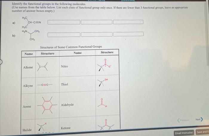 Solved Identify the functional groups in the following | Chegg.com