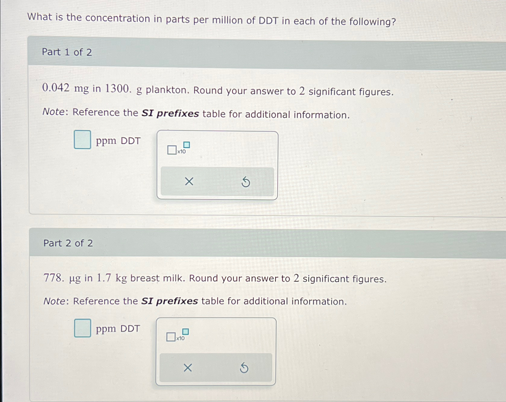 Solved What is the concentration in parts per million of DDT | Chegg.com