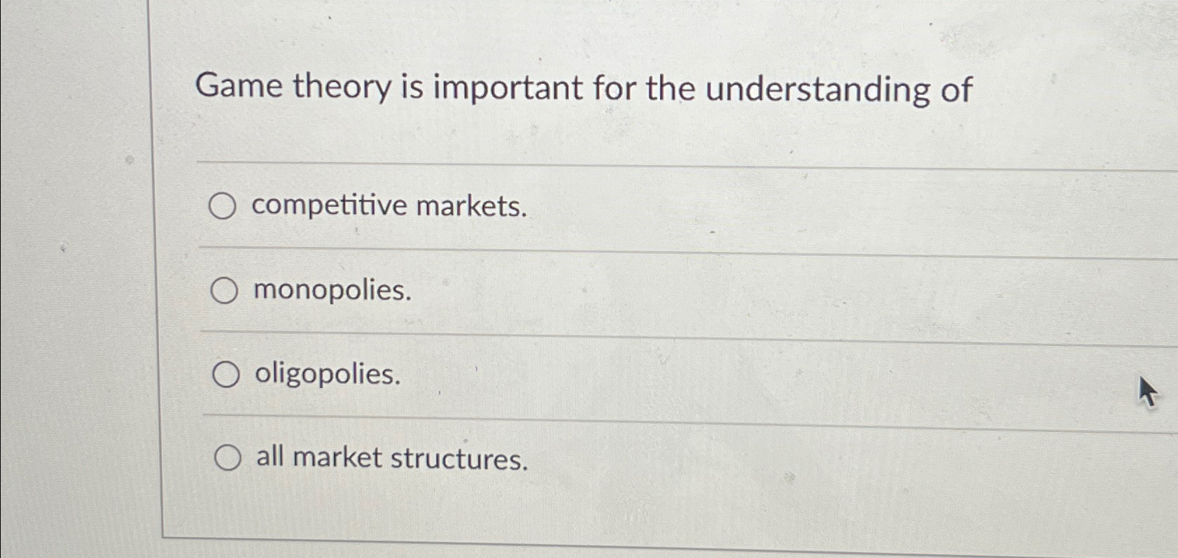 Solved Game theory is important for the understanding | Chegg.com