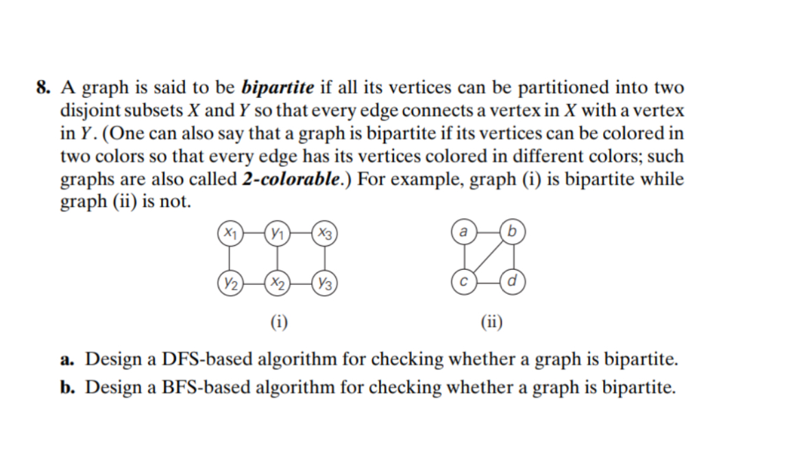 Solved A graph is said to be bipartite if all its vertices | Chegg.com