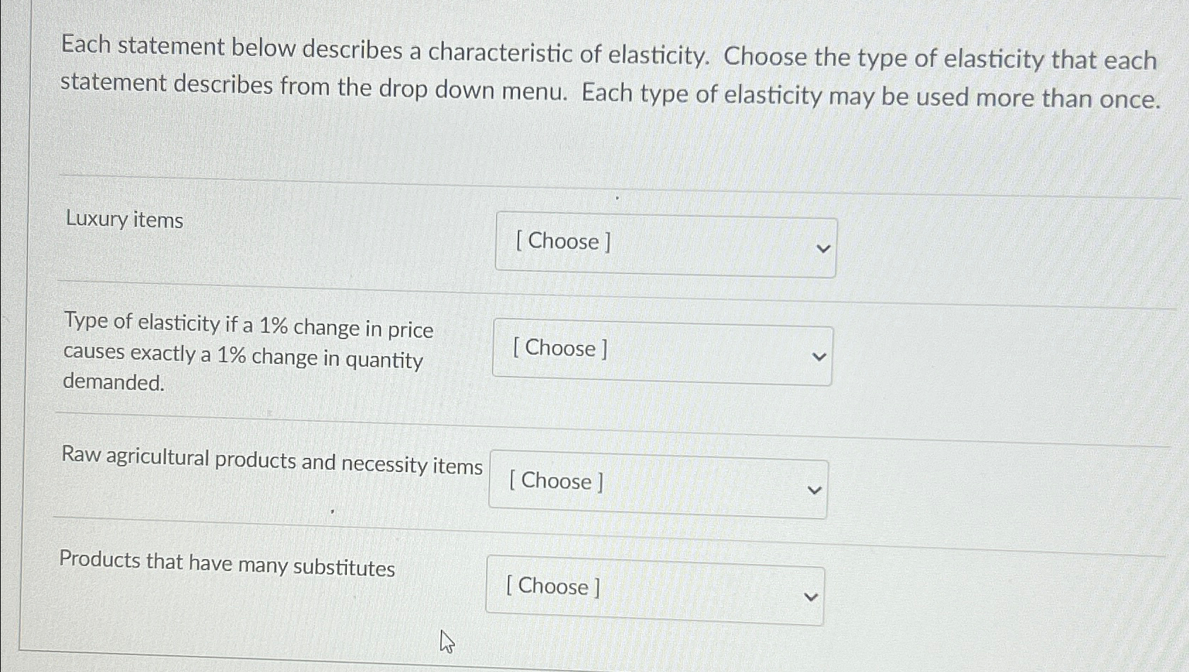 Solved Each statement below describes a characteristic of | Chegg.com