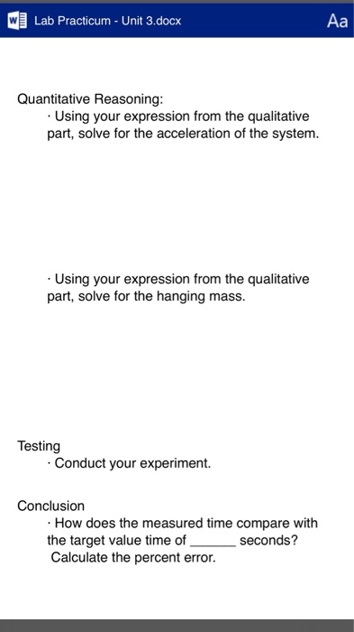 AP Physics 1 Lab Practicum Unit 3 Task: Your goal is | Chegg.com