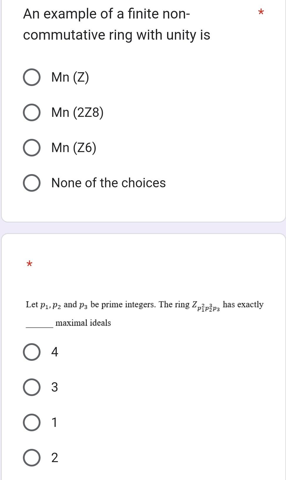 Solved An example of a finite noncommutative ring with unity | Chegg.com