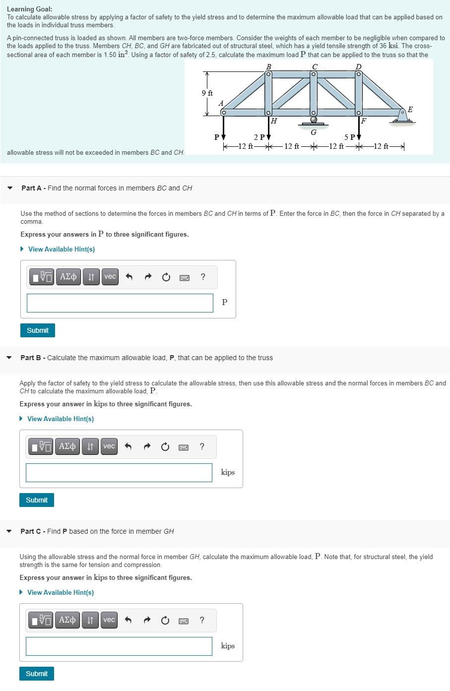 Solved Learning Goal:To calculate allowable stress by | Chegg.com