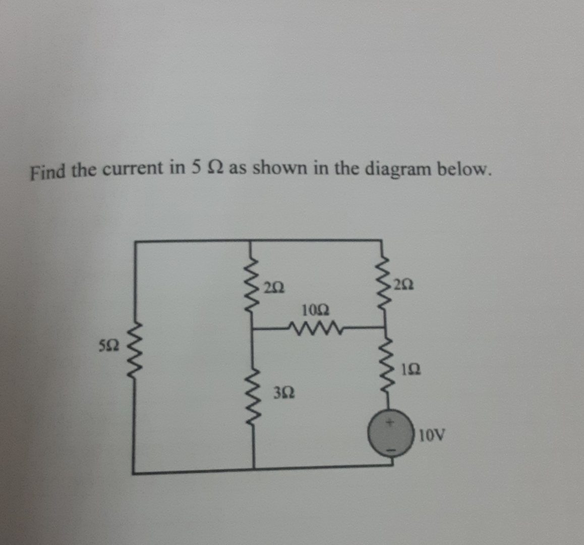 Solved Find the current in 5Ω ﻿as shown in the diagram | Chegg.com