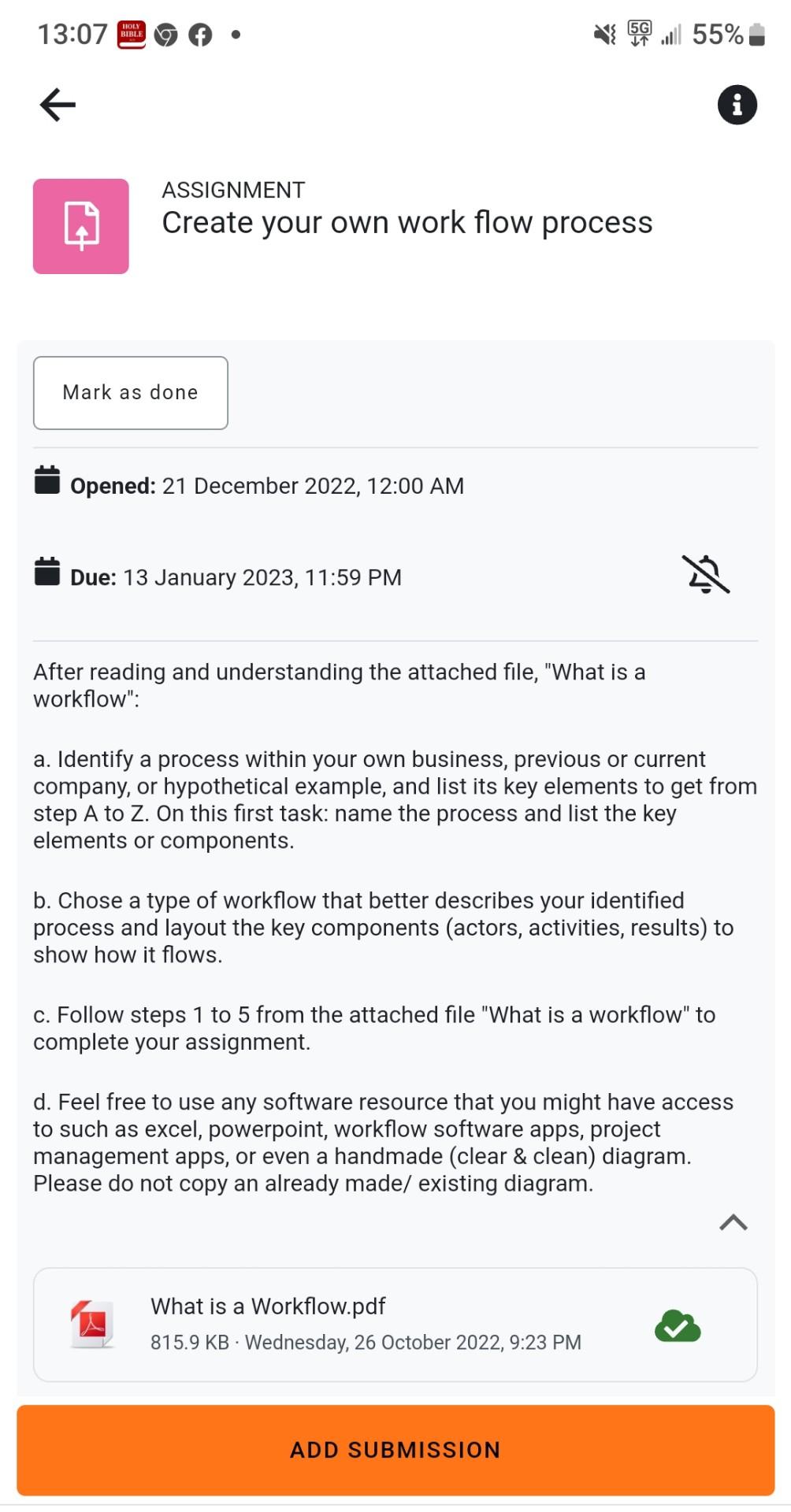 Solved ASSIGNMENT Create your own work flow process Opened: | Chegg.com
