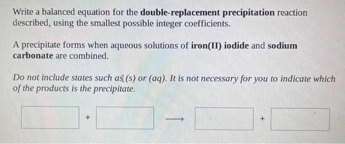 Solved Write a balanced equation for the double-replacement | Chegg.com