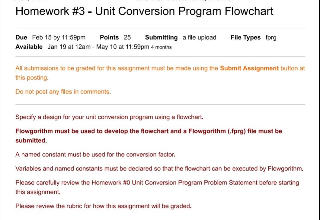 Solved Homework #3 - Unit Conversion Program Flowchart File | Chegg.com